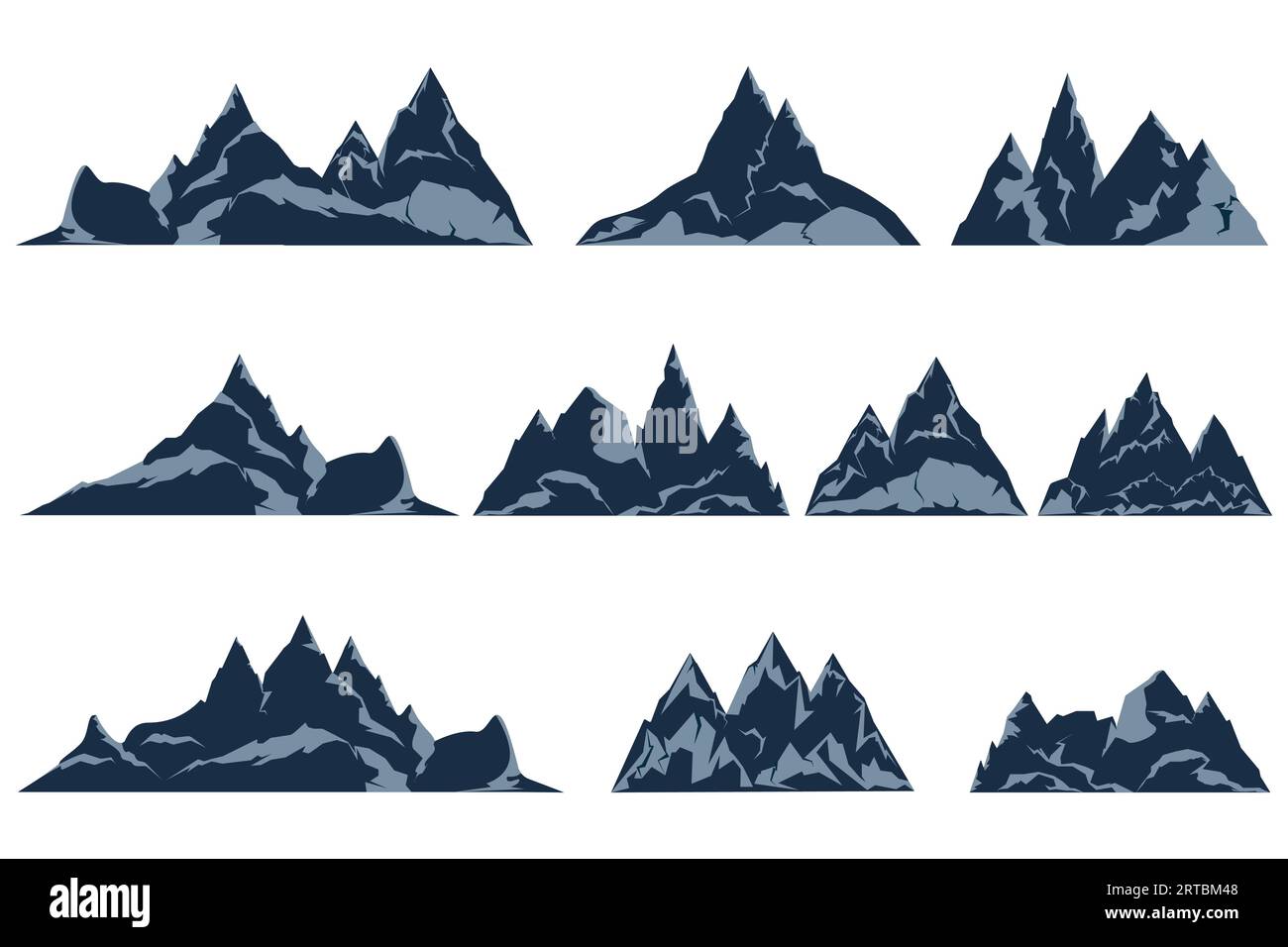 Rock mountains vector set. Mountain rocky peaks of different shapes ...