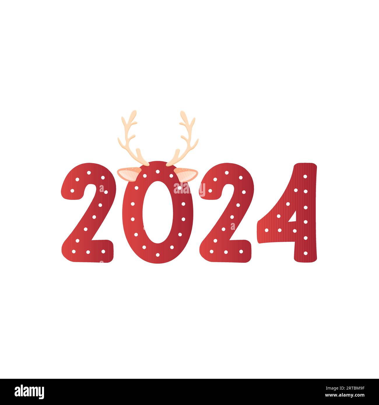 numbers 2024 new year. Vector illustration of lettering with a hat ...