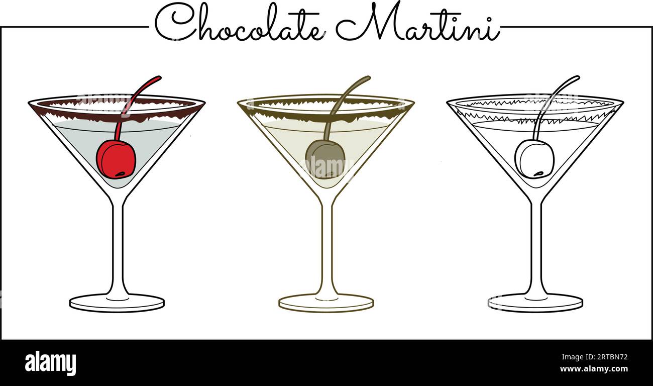 Vector alcohol drink line art illustration Chocolate Martini Stock ...