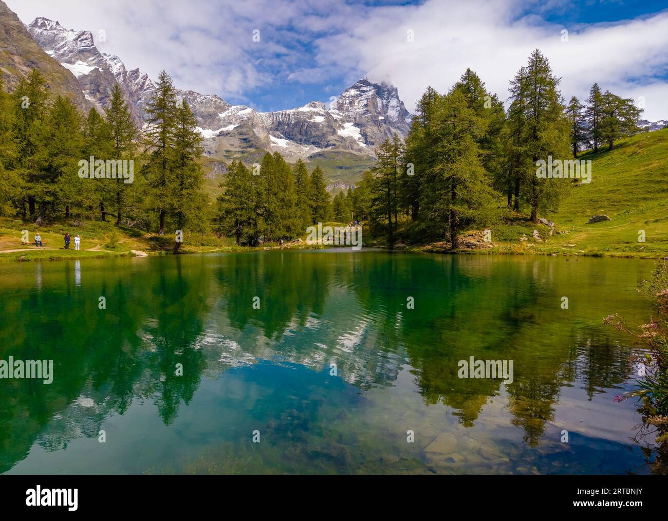 Breuil-Cervinia (Italy) - A view of Cervinia mountain town with Cervino ...