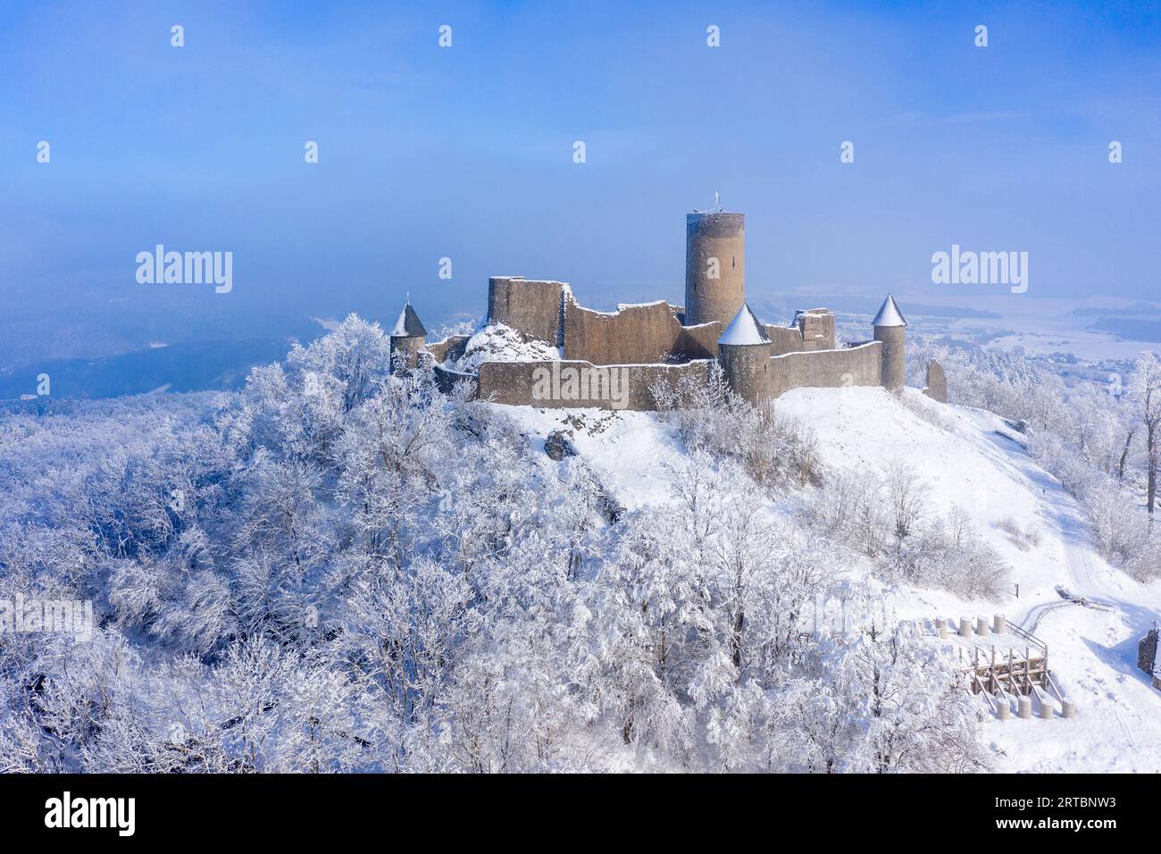 View of the Nurburg above Nurburg, Eifel, Rhineland-Palatinate, Germany ...