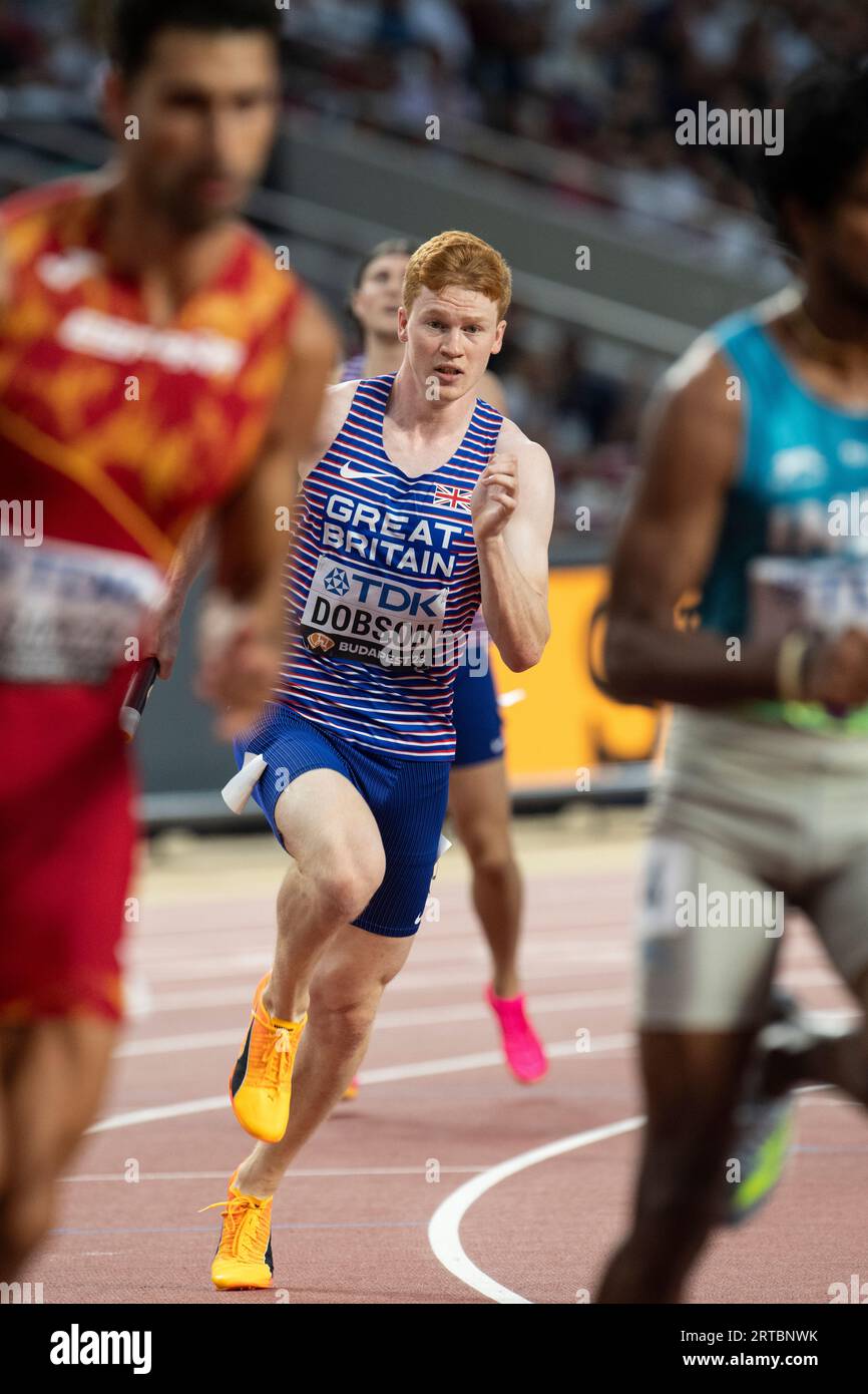 Charles Dobson of GB & NI competing in the 4x400m relay on day eight at ...