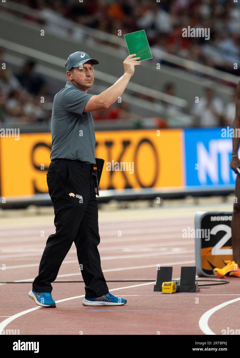 Official holding up a ‘Green Card’ (The green card carries no penalty ...