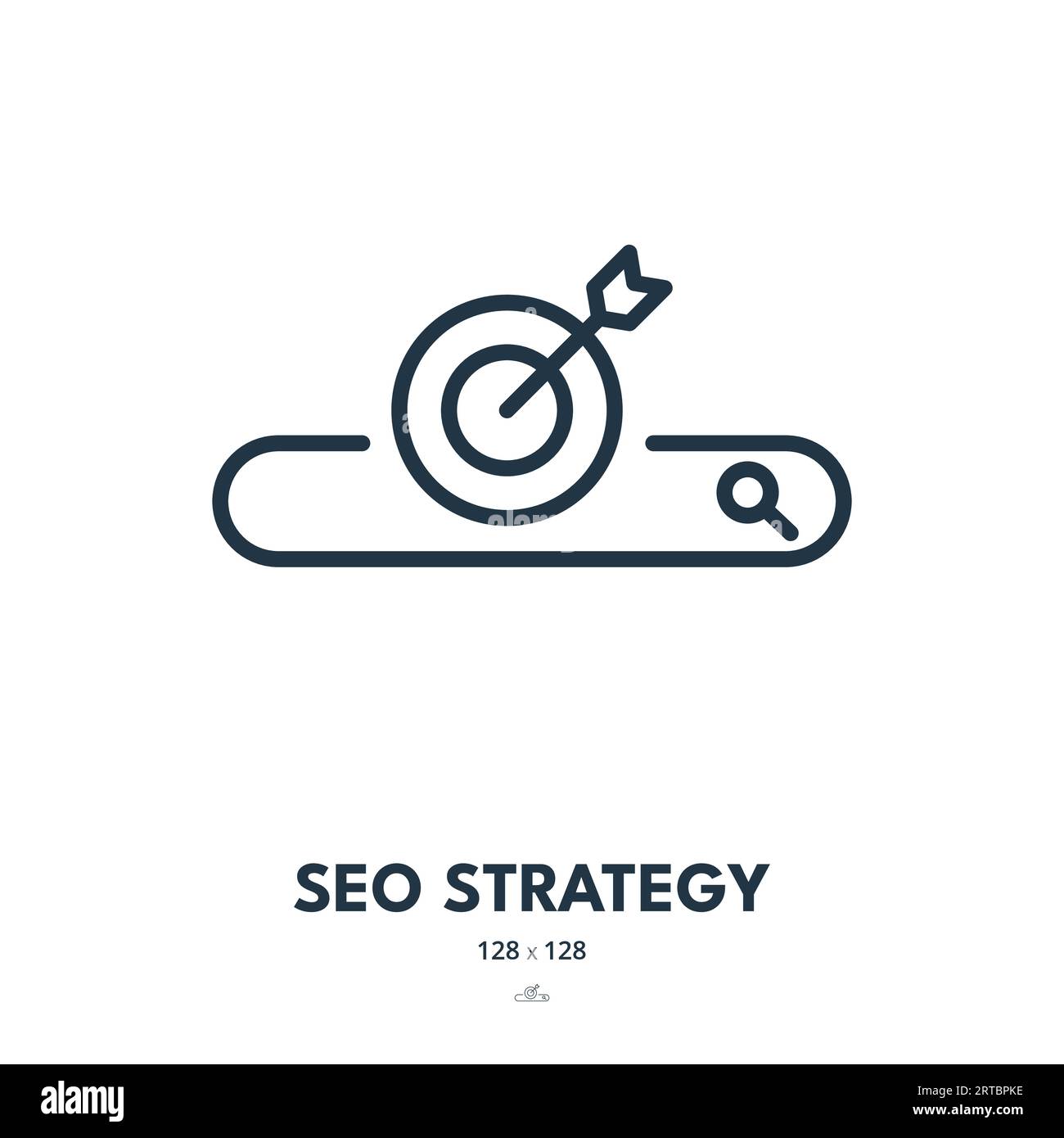 SEO Strategy Icon. Search Bar, Target, Ranking. Editable Stroke. Simple ...