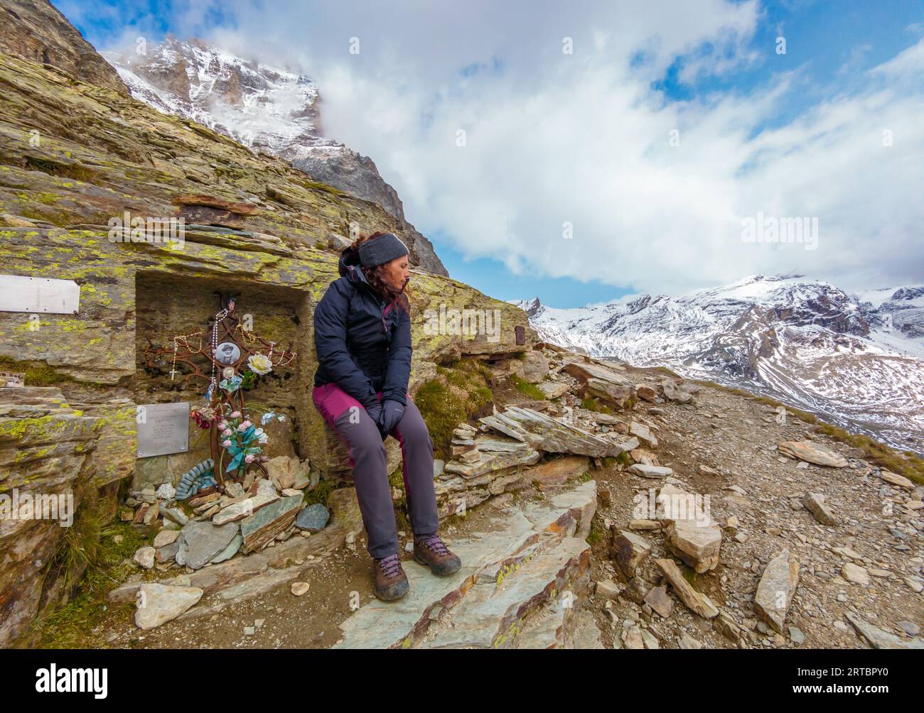 Breuil-Cervinia (Italy) - A view of Cervinia mountain town with Cervino ...