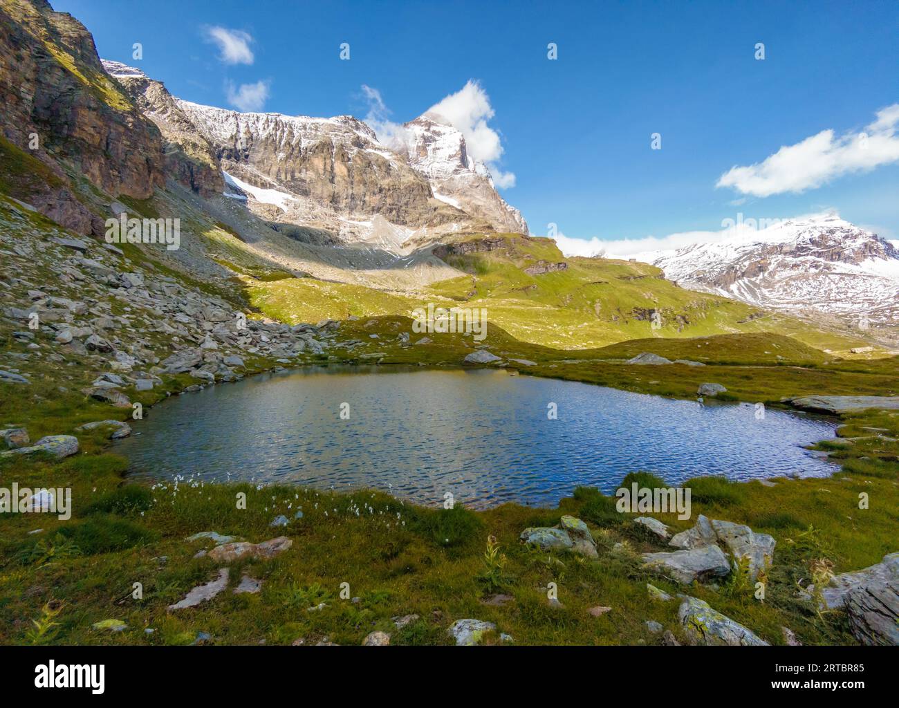 Breuil-Cervinia (Italy) - A view of Cervinia mountain town with Cervino ...
