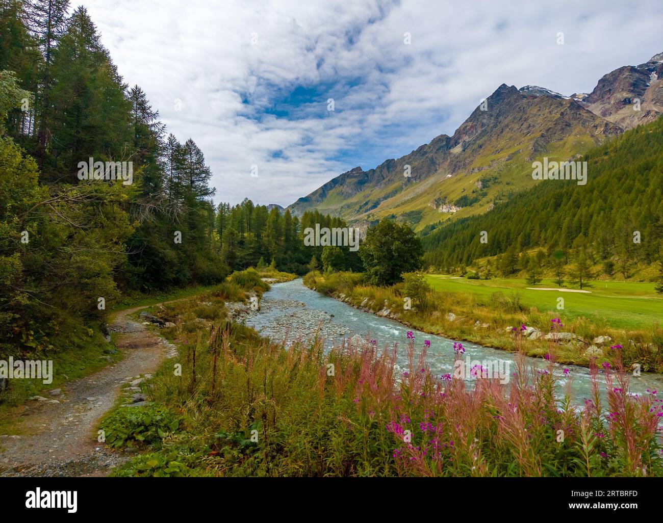 Breuil-Cervinia (Italy) - A view of Cervinia mountain town with Cervino ...