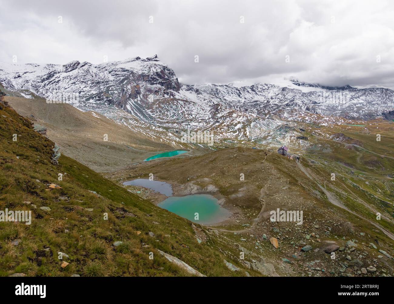 Breuil-Cervinia (Italy) - A view of Cervinia mountain town with Cervino ...