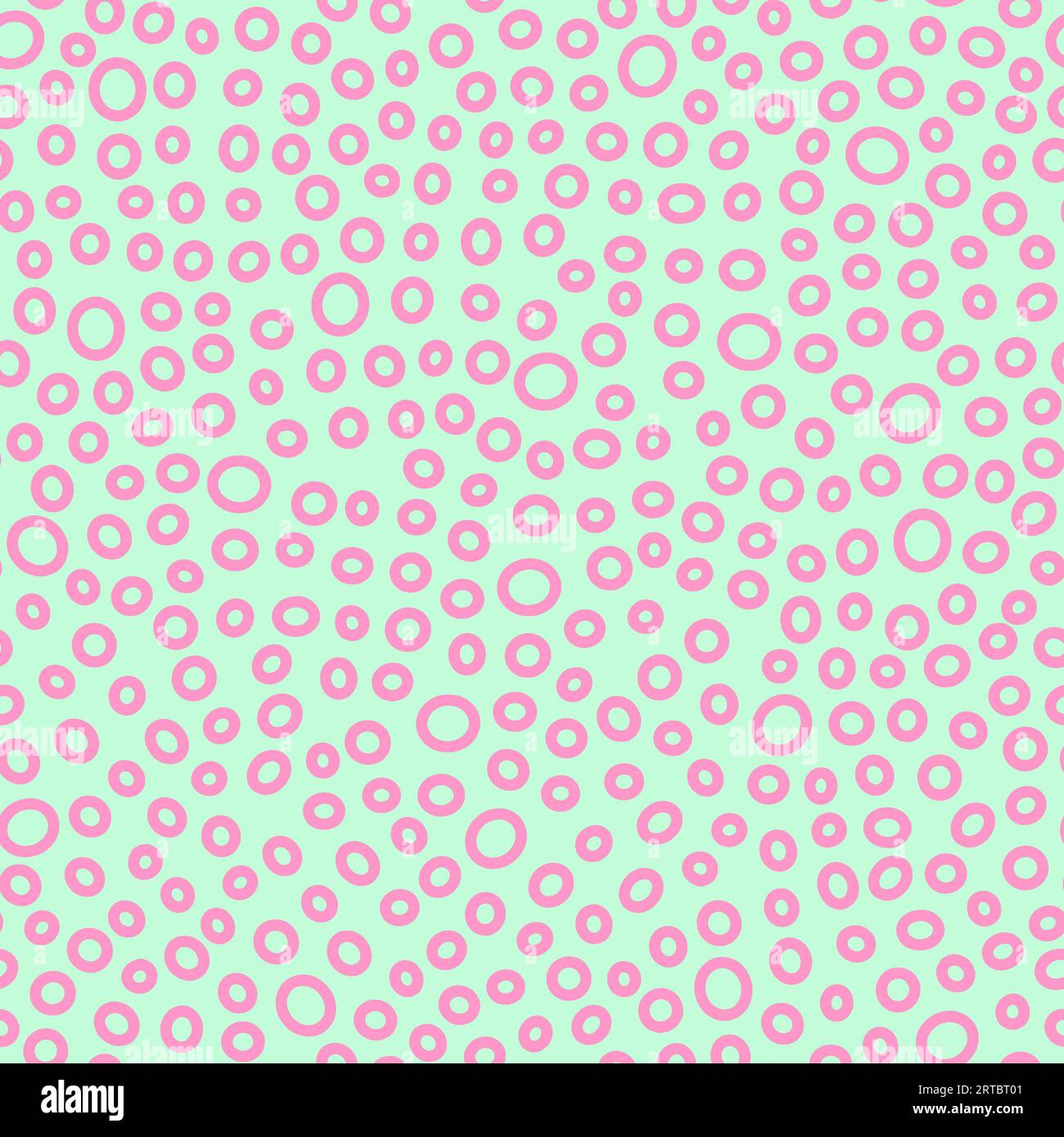 Seamless rings pattern. Pink hand-drawn oval isolated on a mint ...