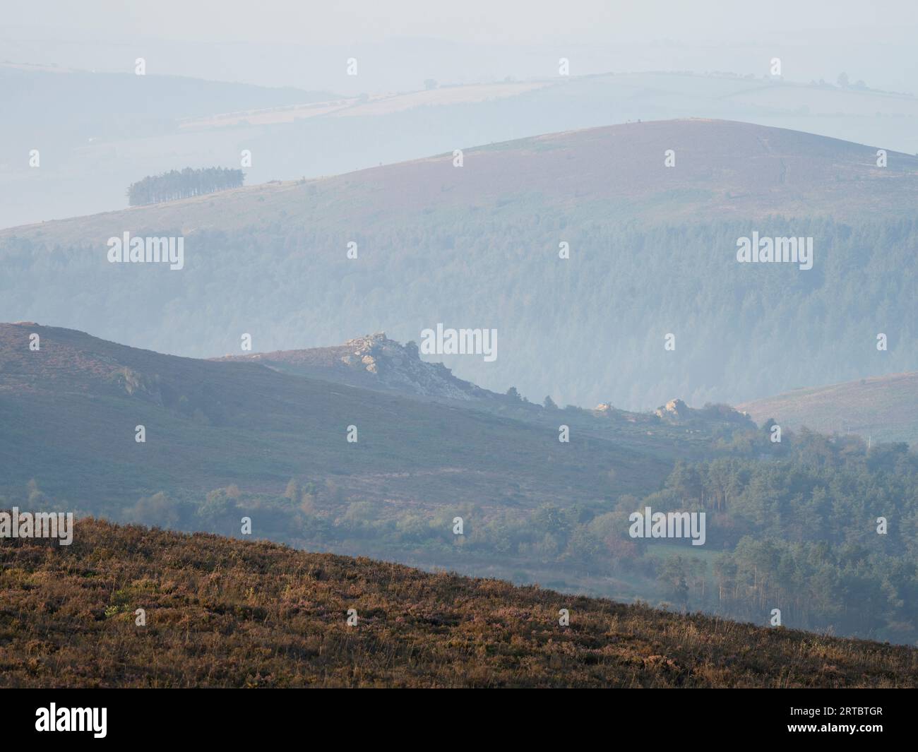 Scenery viewed from Stiperstones, a rocky quartzite ridge in South ...