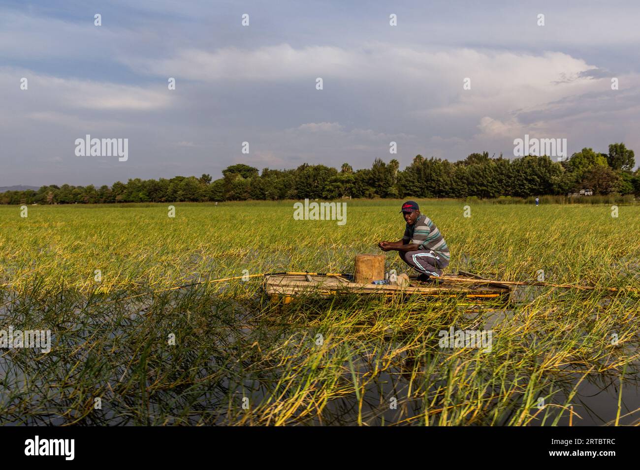 HAWASSA, ETHIOPIA - JANUARY 26, 2020: Fisherman at Awassa lake ...