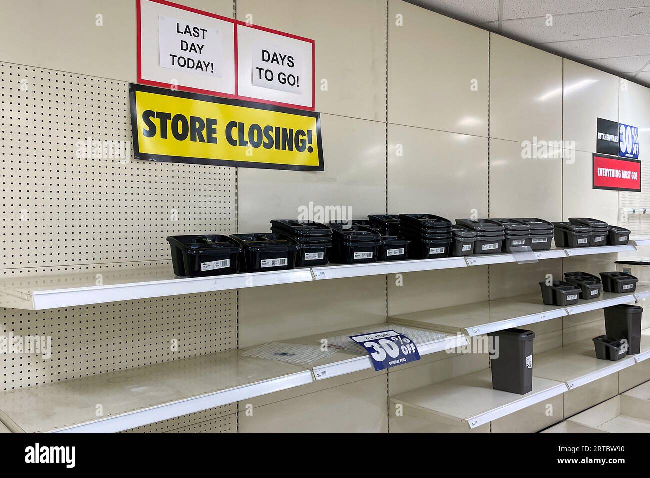 Empty shelves inside Wilko in Brownhills near Walsall, one of the first ...