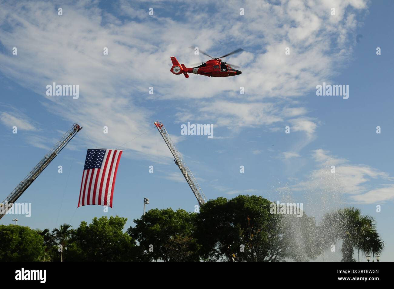 MIRAMAR, FLORIDA - SEPTEMBER 11: U.S. Coast Guard helicopter flyover a ...