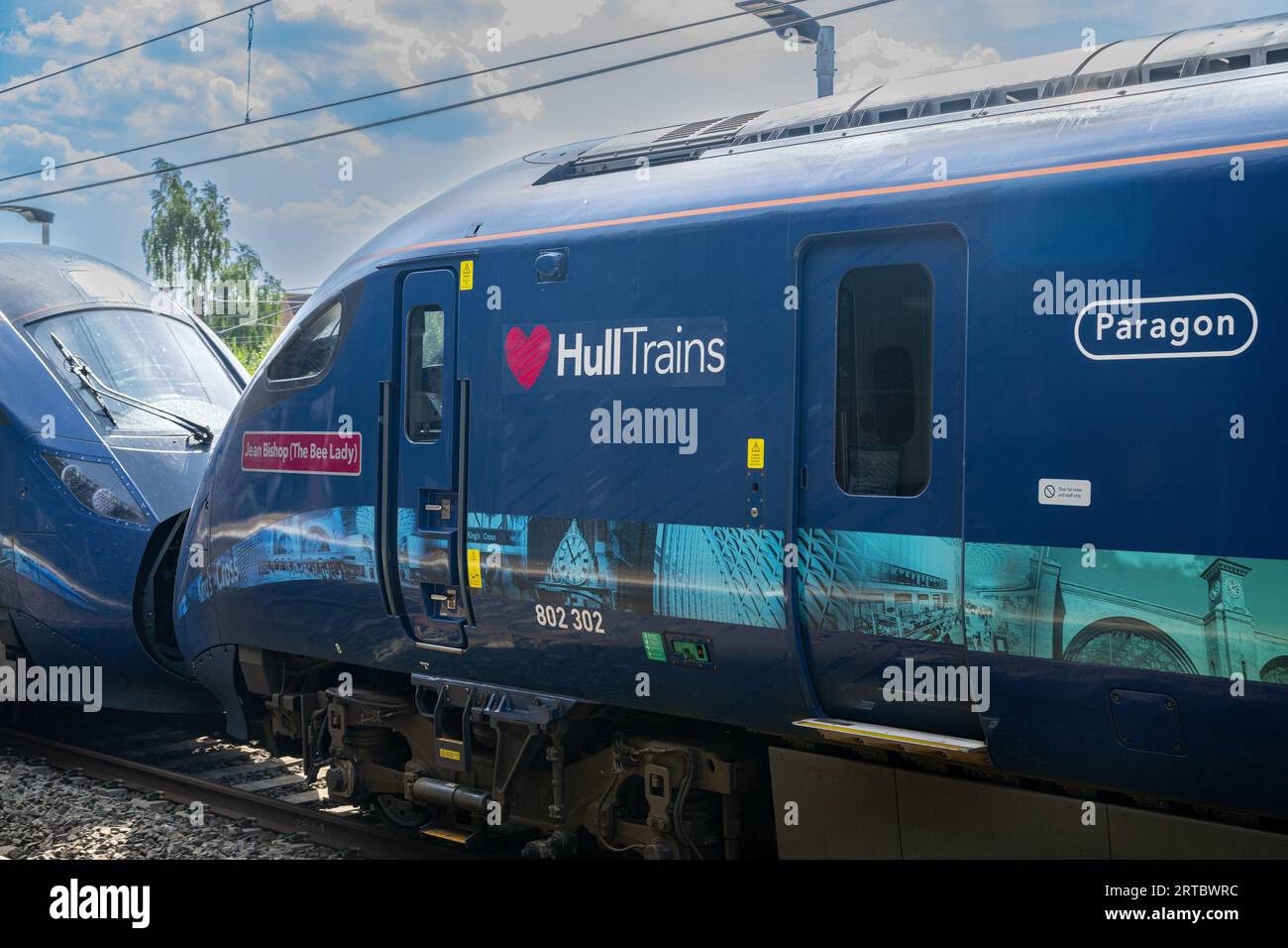 Grantham, Lincolnshire, UK – A Hull Train stood on a platform at ...