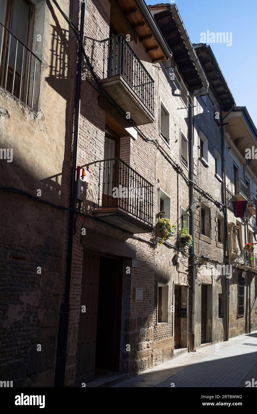 Europe, Spain, Navarre, Estella-Lizarra, Traditional Architecture along ...