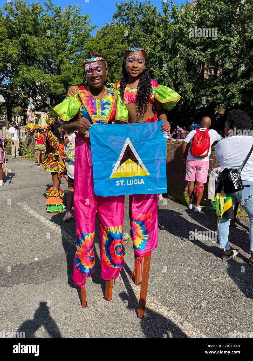West Indian Kiddie Parade and carnival in Brooklyn, New York. Two young ...
