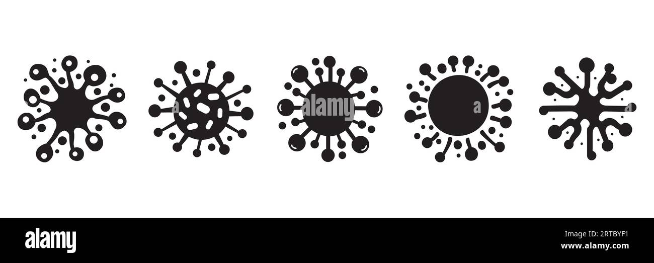 Set of bacteria, superbugs and viruses icons isolated. Vector ...