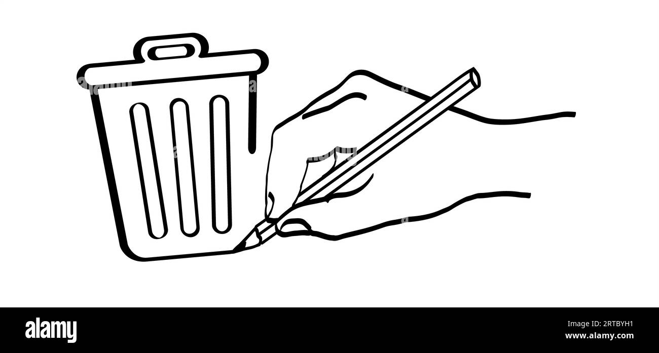 Cartoon drawing trash can Cut Out Stock Images & Pictures - Alamy