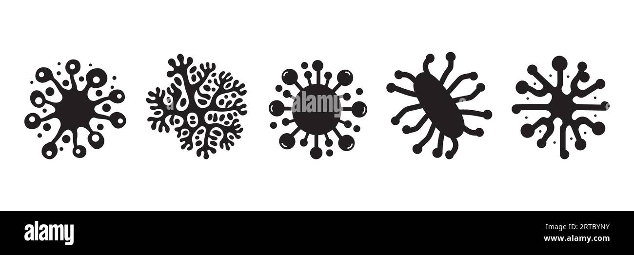 Set of bacteria, superbugs and viruses icons isolated Stock Vector ...