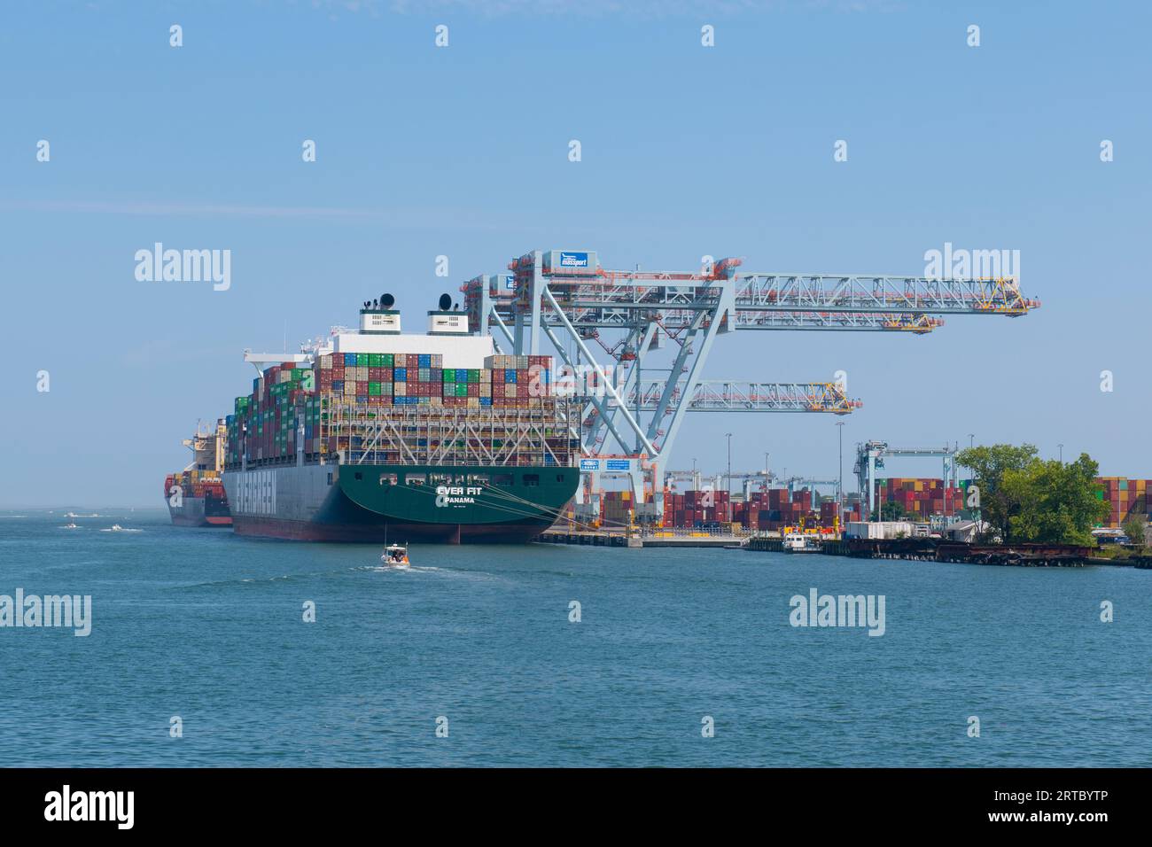 Evergreen container ship Ever Fit docked at Massport in Boston Seaport ...