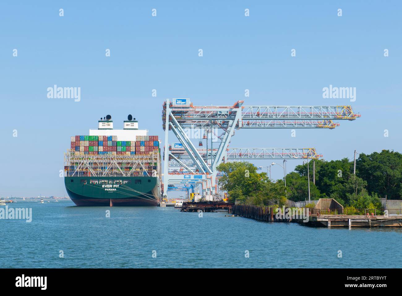 Evergreen container ship Ever Fit docked at Massport in Boston Seaport ...