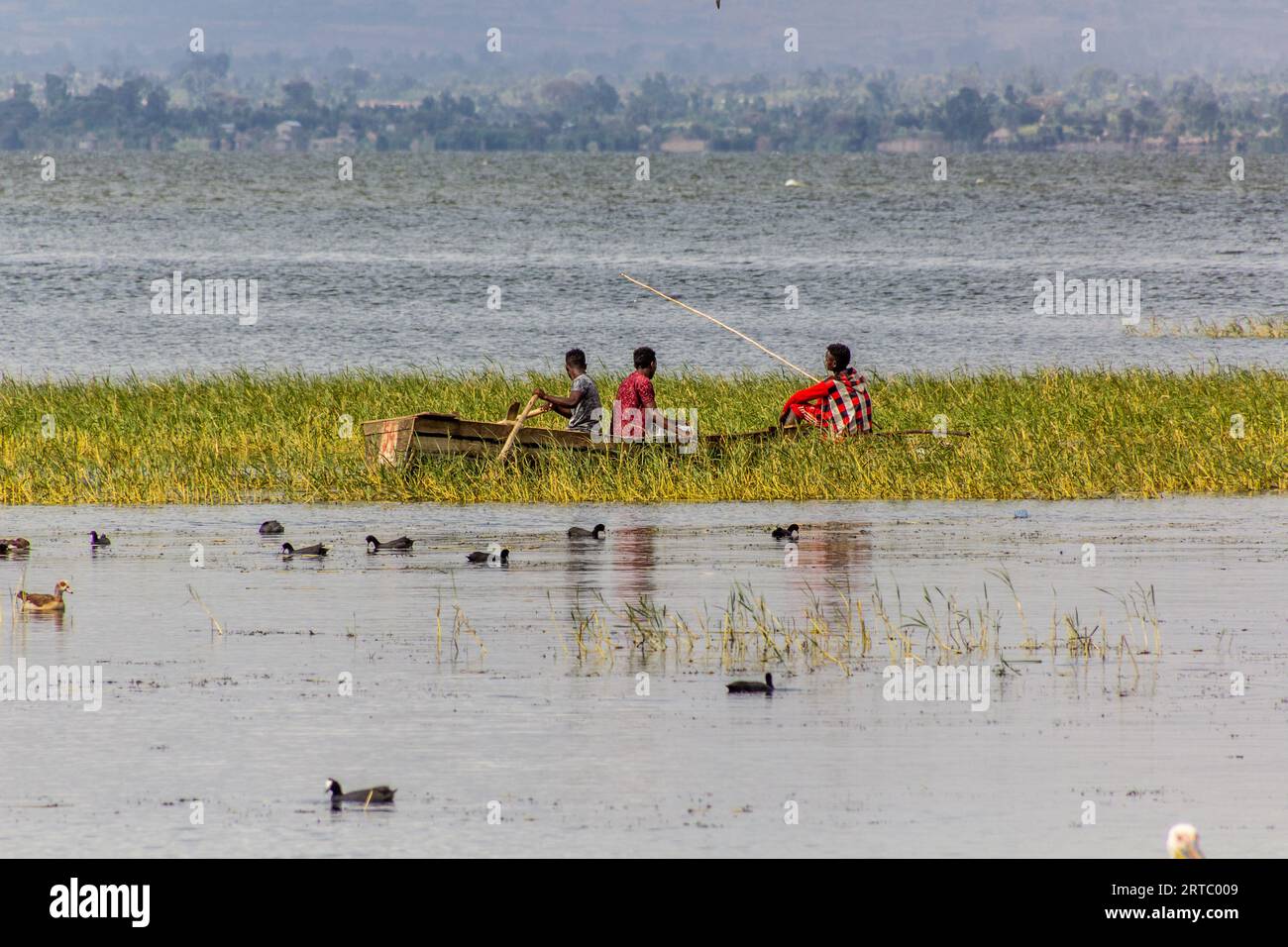 HAWASSA, ETHIOPIA - JANUARY 28, 2020: Fishermen at Awassa lake ...