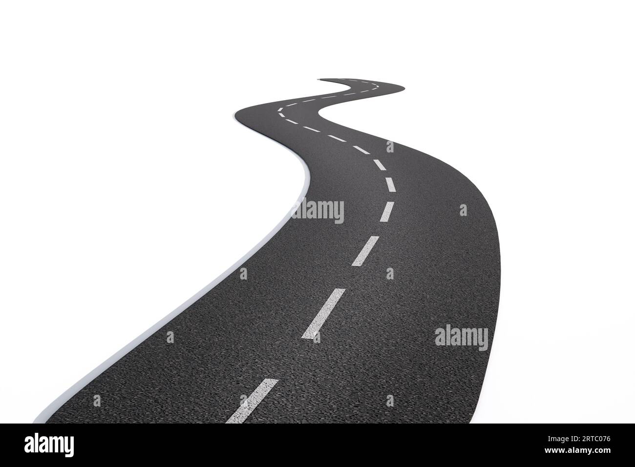 Curved asphalt road isolated on white background. 3d illustration Stock ...