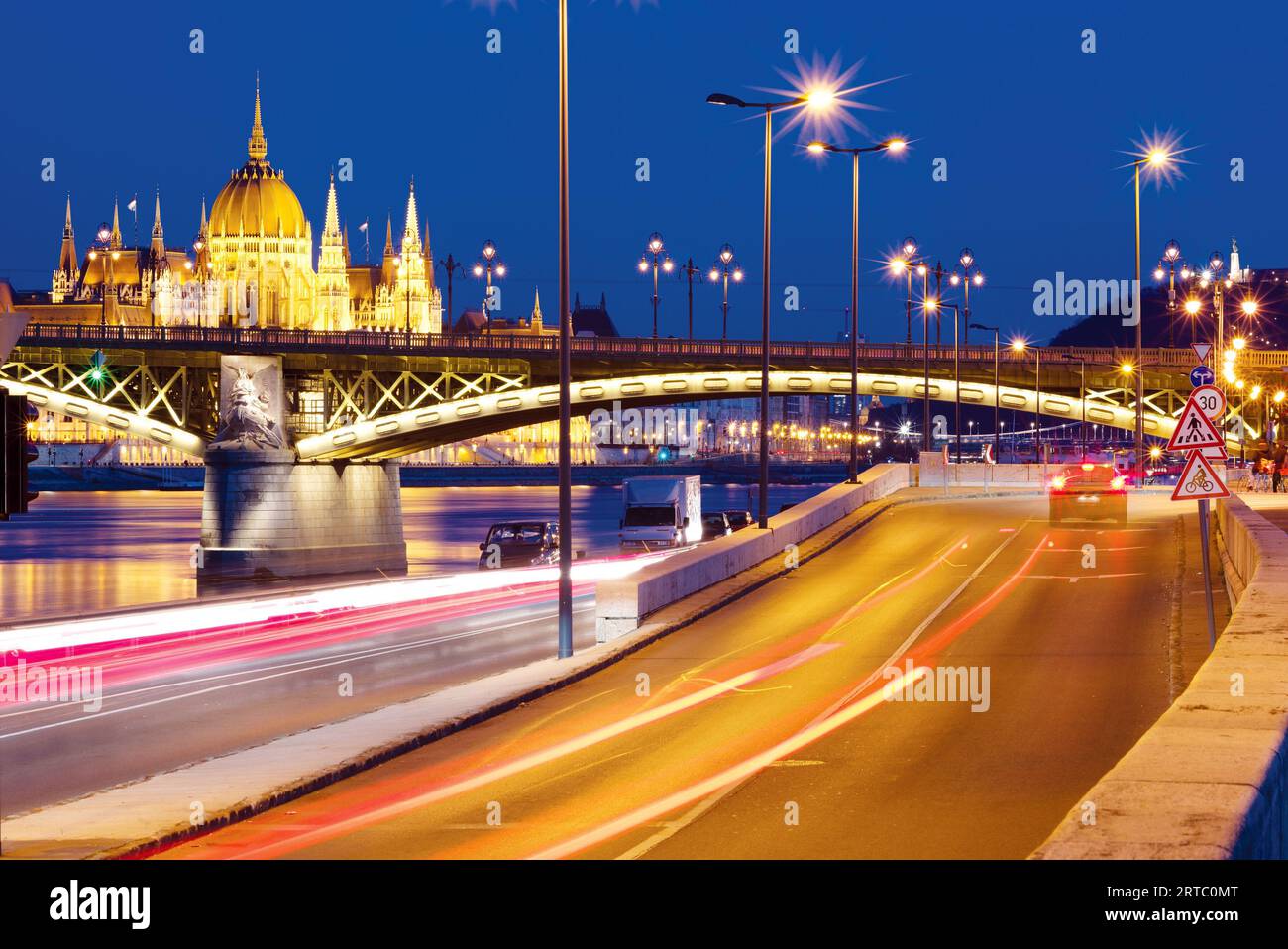 Budapest night view featuring Margaret bridge Stock Photo - Alamy