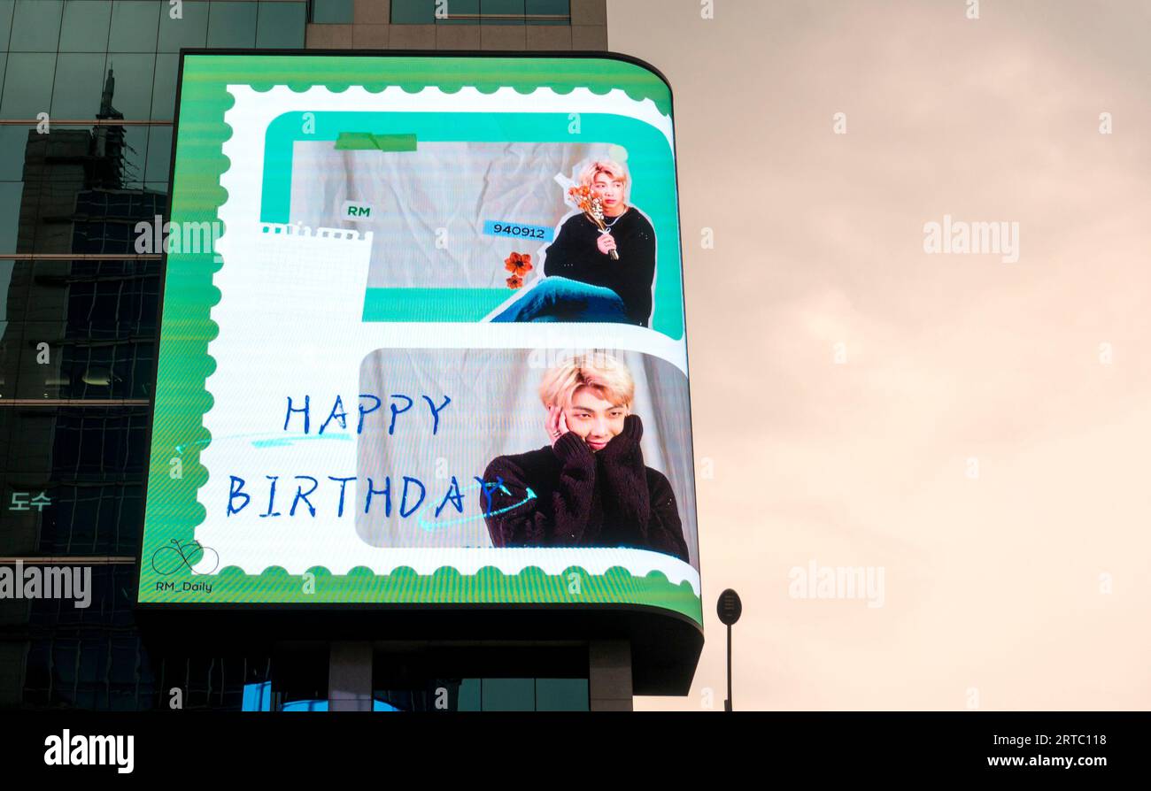 Seoul, South Korea. 12 September, 2023. BTS RM's birthday, Sep 12, 2023 ...