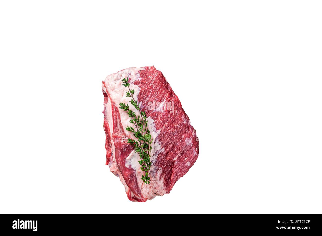 Fresh Raw Round roast beef meat cut on a butcher cutting board with ...