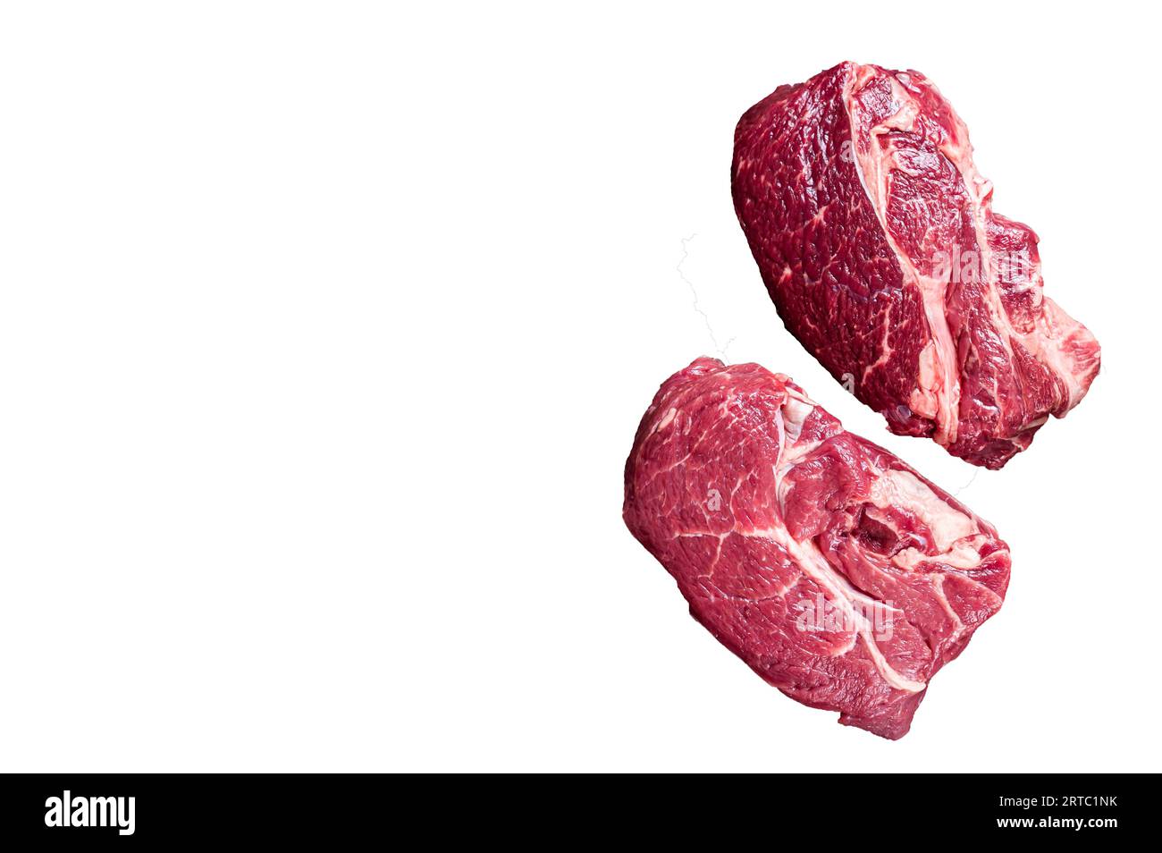 Raw Chuck eye roll beef steak on butcher table. High quality Isolate ...