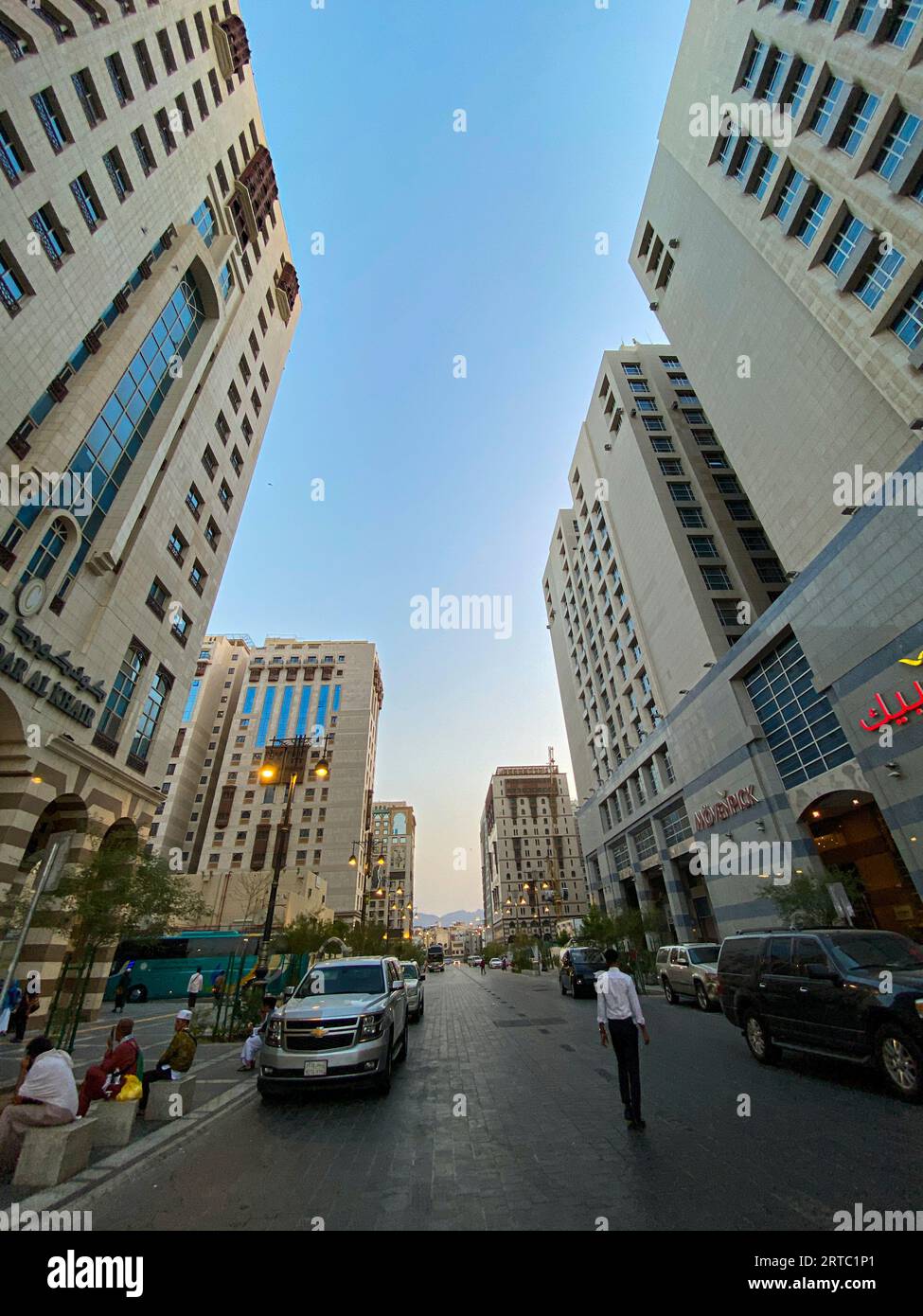 Medina, Saudi Arabia - August 22, 2023: Tall hotel buildings seen near ...