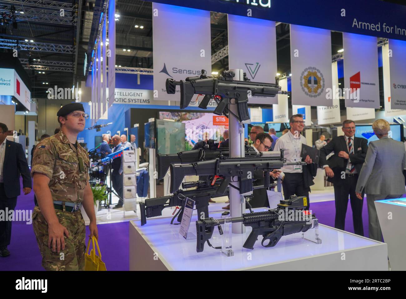 London UK. 12 September 2023 . Defence and Security Equipment International (DSEI) opens at the ...
