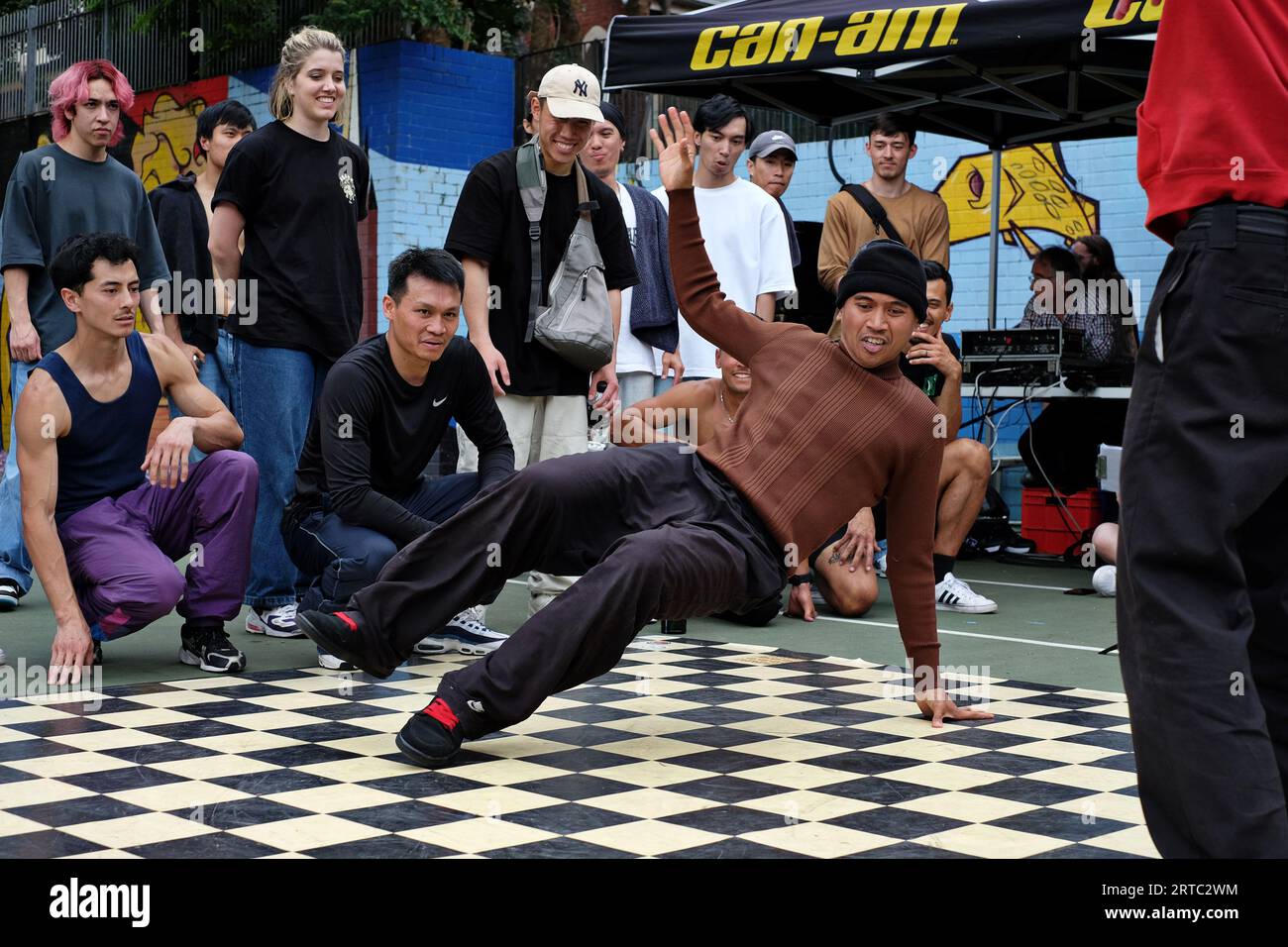 Bboy breakdancing power move performance 6 step in a local community ...