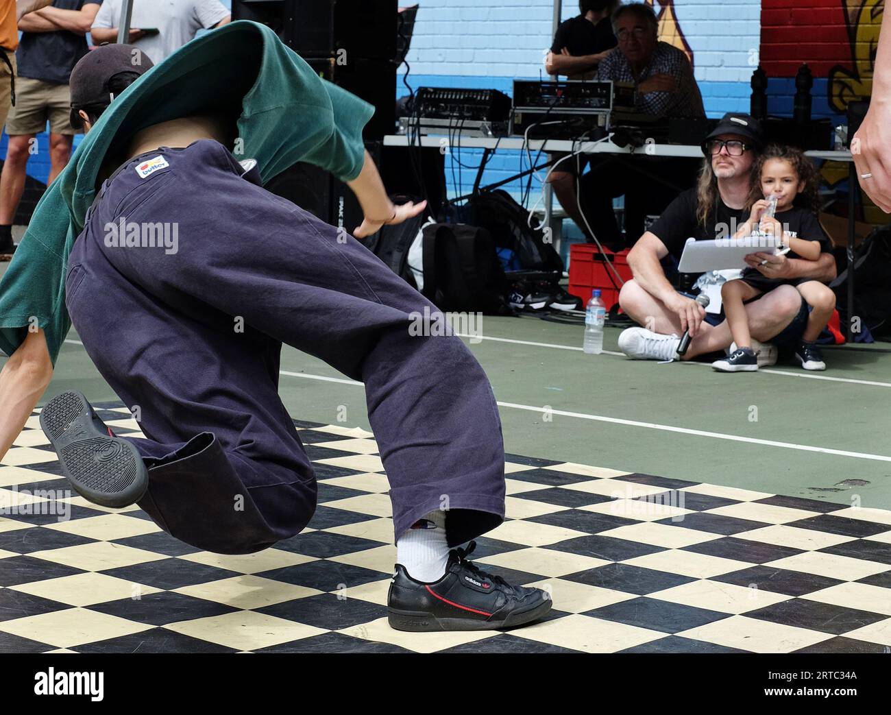 Breakdancing Downrock-Sweep, competition and battles on the basketball ...