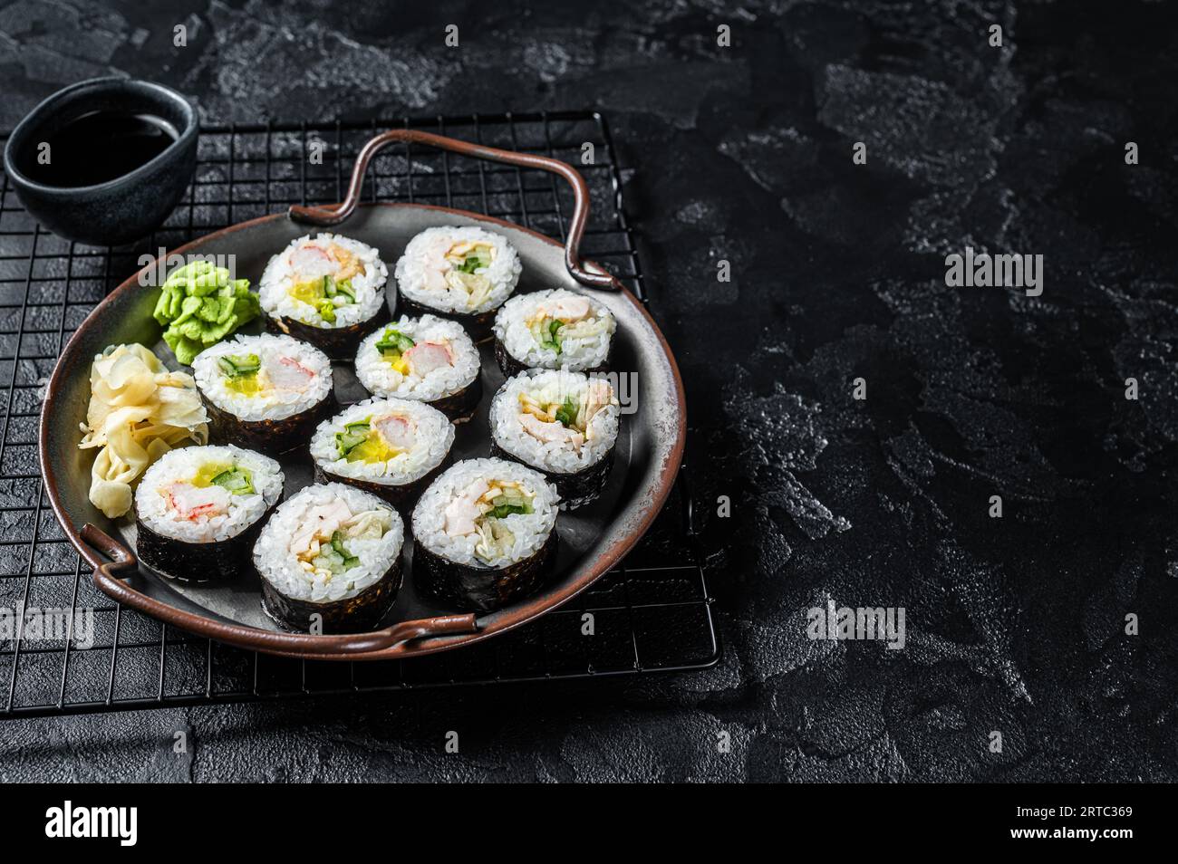 Kimbap gimbap filled with vegetables, egg, eanchovy and crab, Korean ...