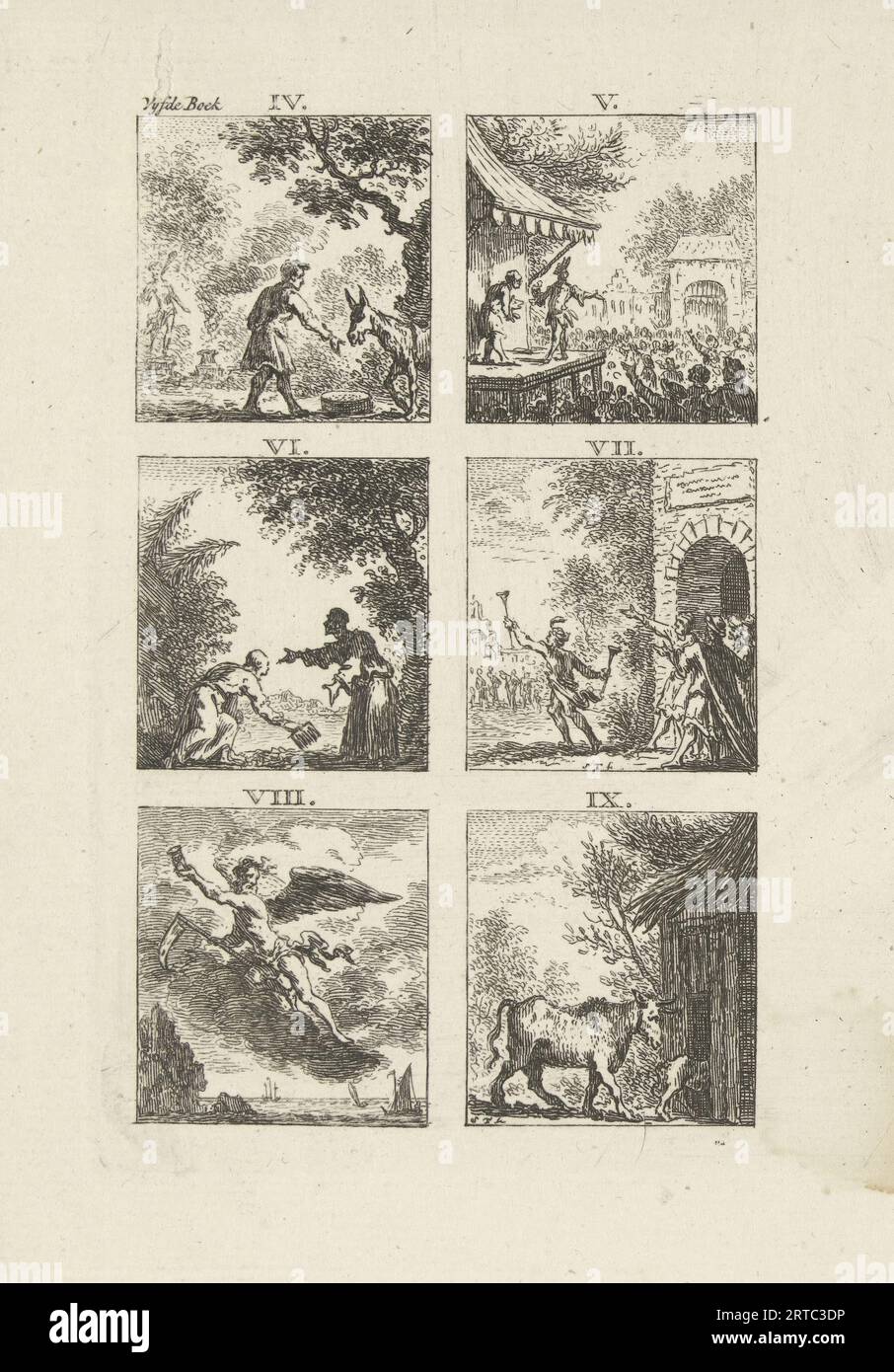 Illustrations for fable stories of Phaedrus (series title), Uncut sheet ...