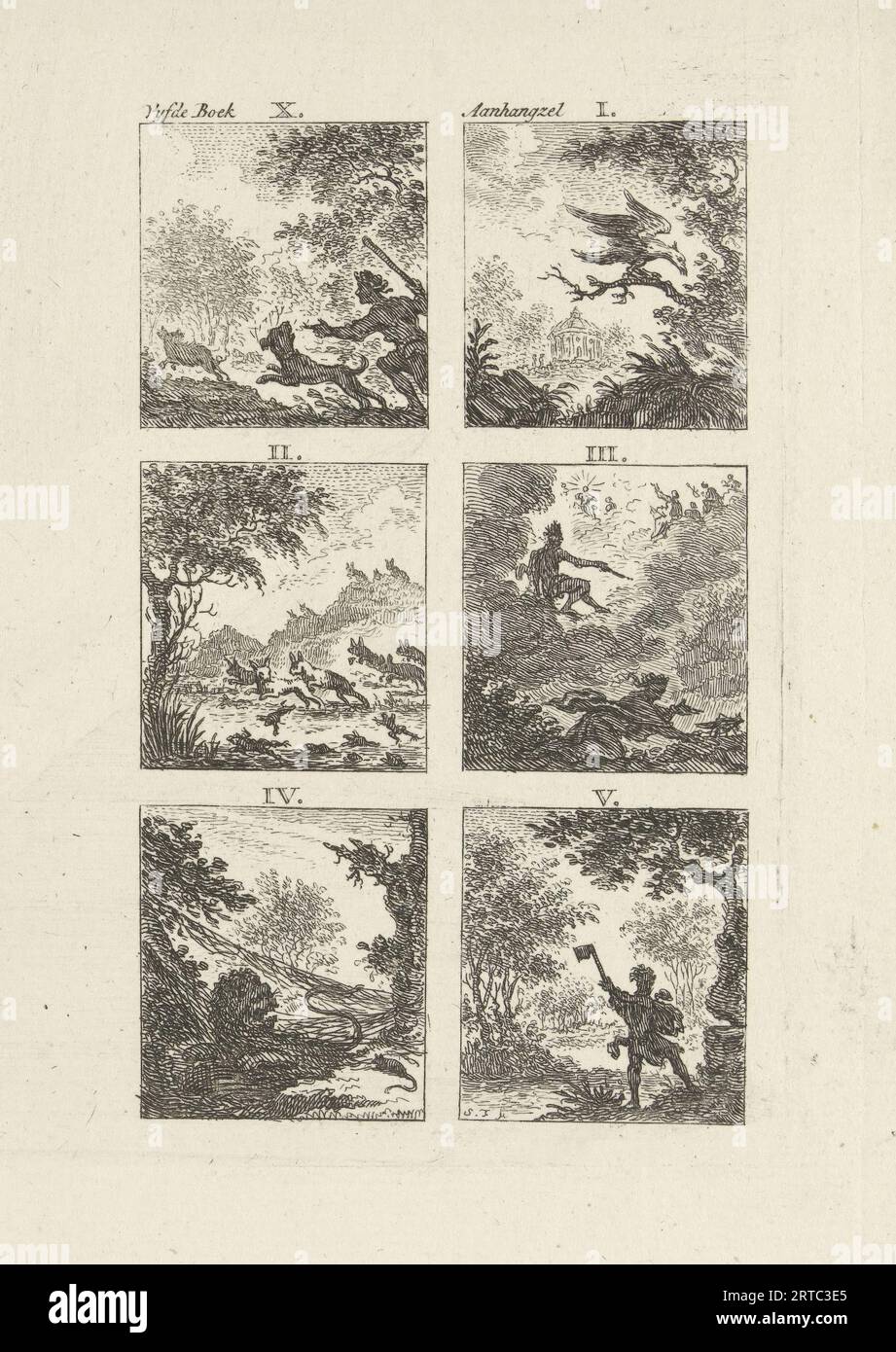 Illustrations for fable stories of Phaedrus (series title), Uncut sheet ...