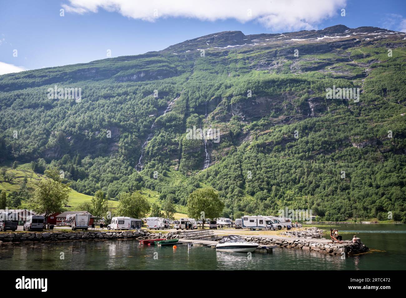 View of the campsite in Geiranger, Unesco World Heritage, Fjord, Moere ...