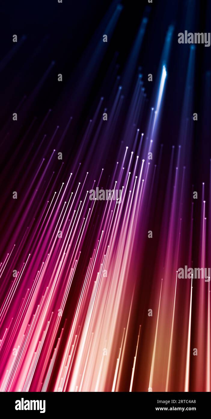 LED lights connected by dots, data connection by fibers for server ...