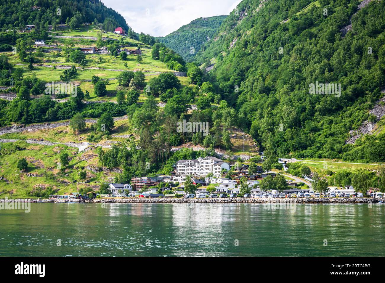 View of the serpentines of the Eagle Walk in Geiranger, Unesco World ...