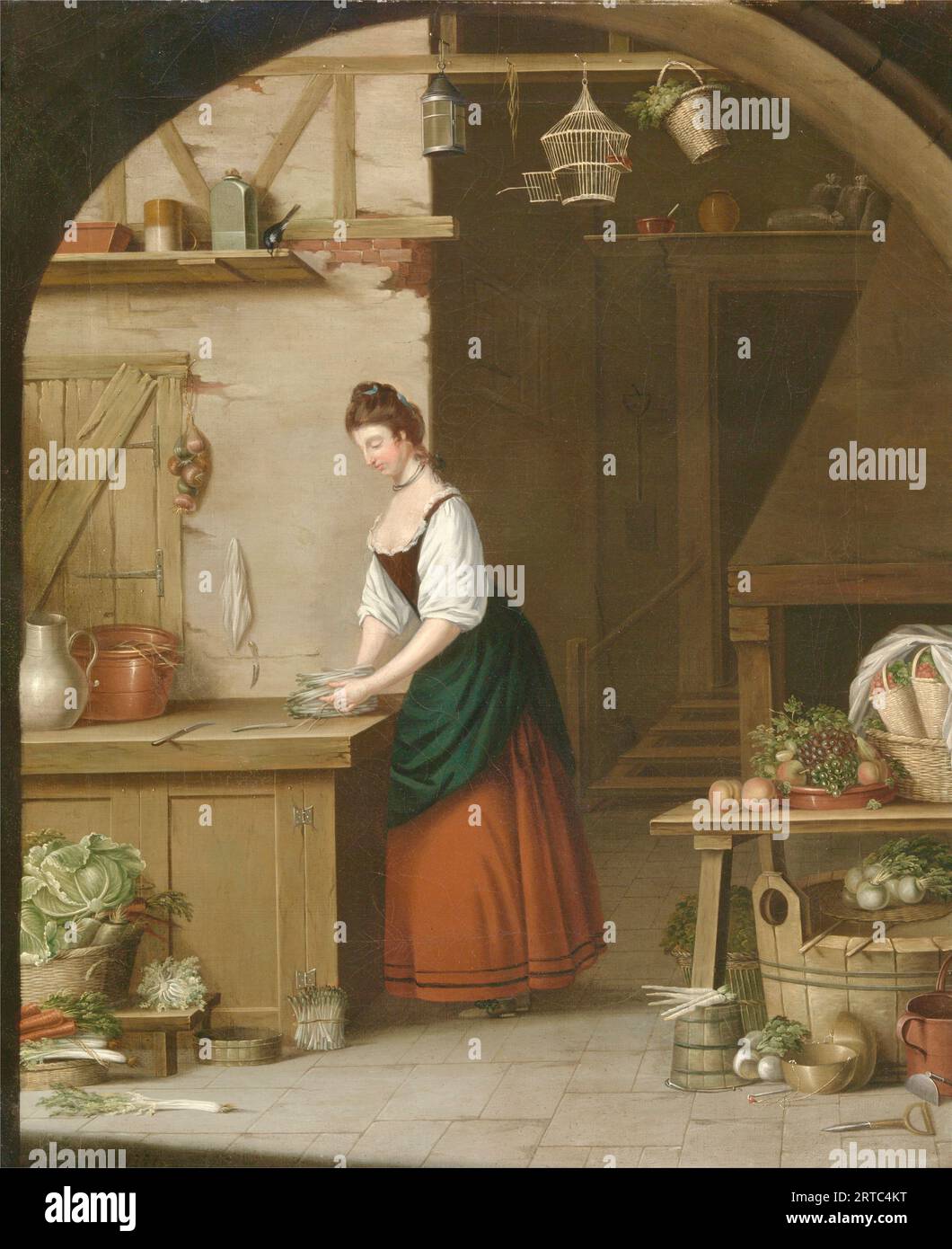 John Atkinson - Girl Bundling Asparagus - 1771 Stock Photo - Alamy