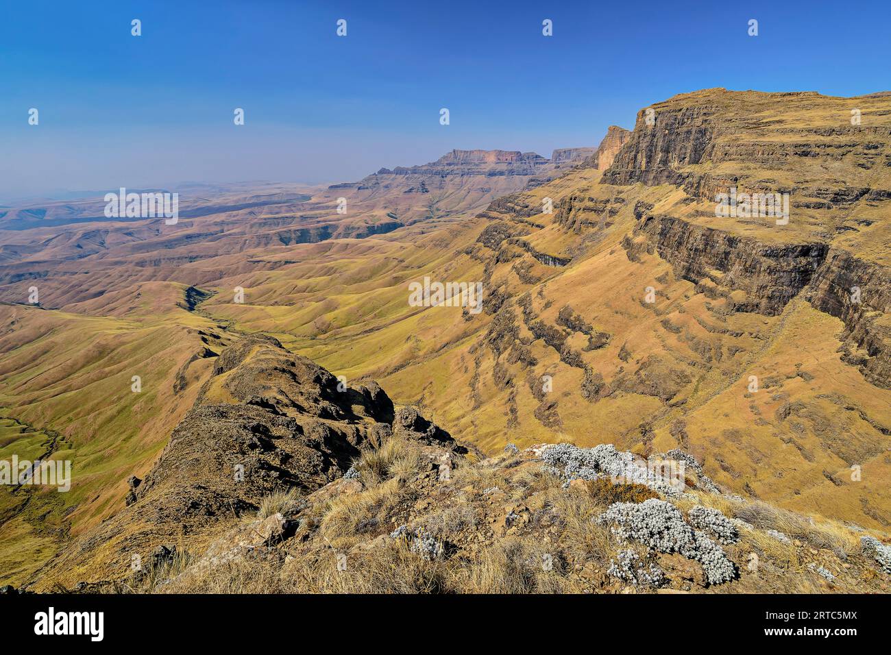 View of Drakensberg from the climb to Langalibalele Pass, Langalibalele ...