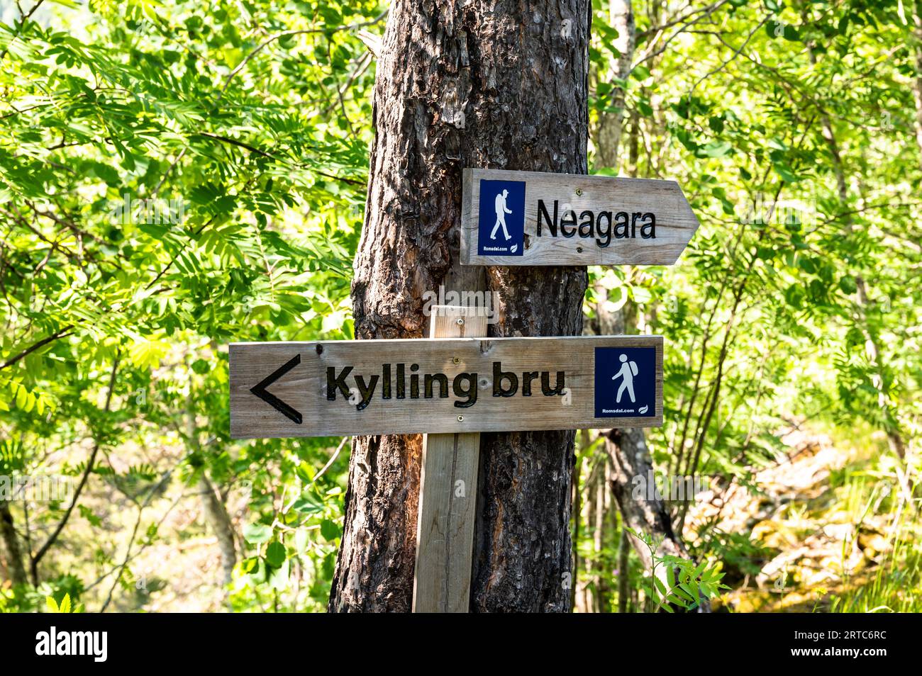 Sign indicating the Kylling bru railway bridge. It is part of the Rauma ...