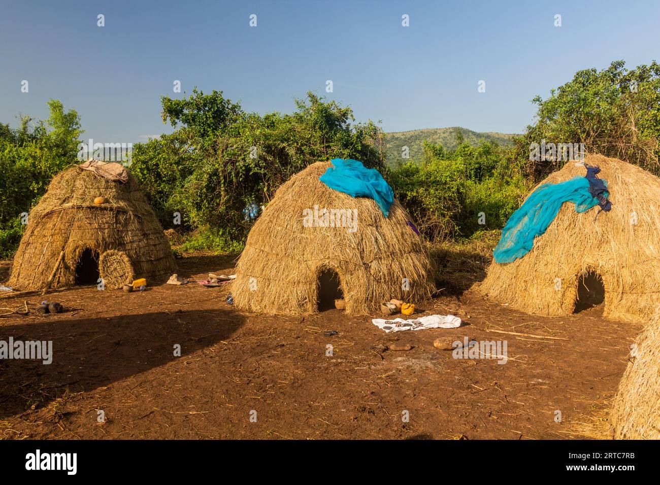 Huts of Mursi tribe village, Ethiopia Stock Photo - Alamy