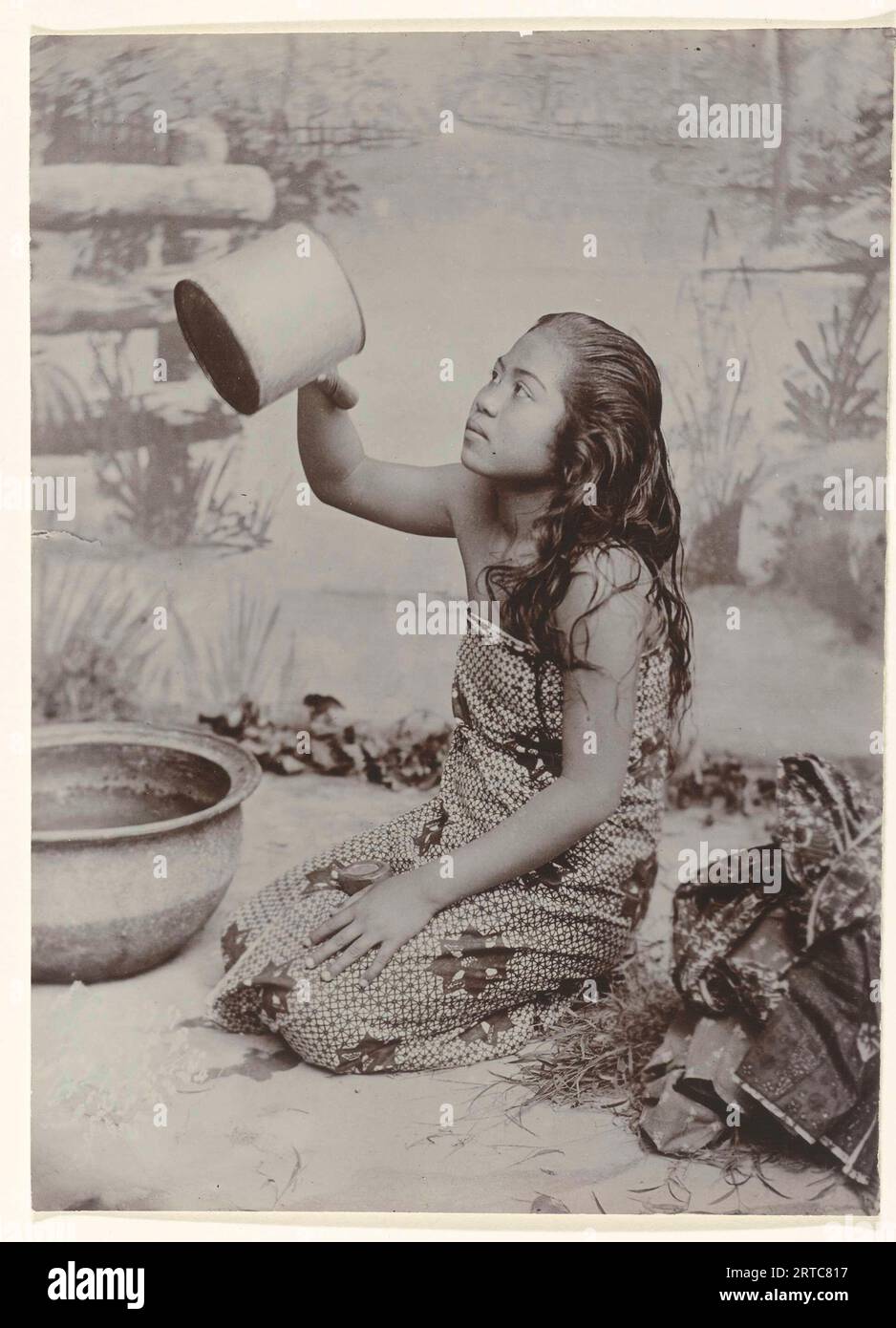 Studio portrait of a young Javanese woman, 1910, Indonesia, Bali, Java ...