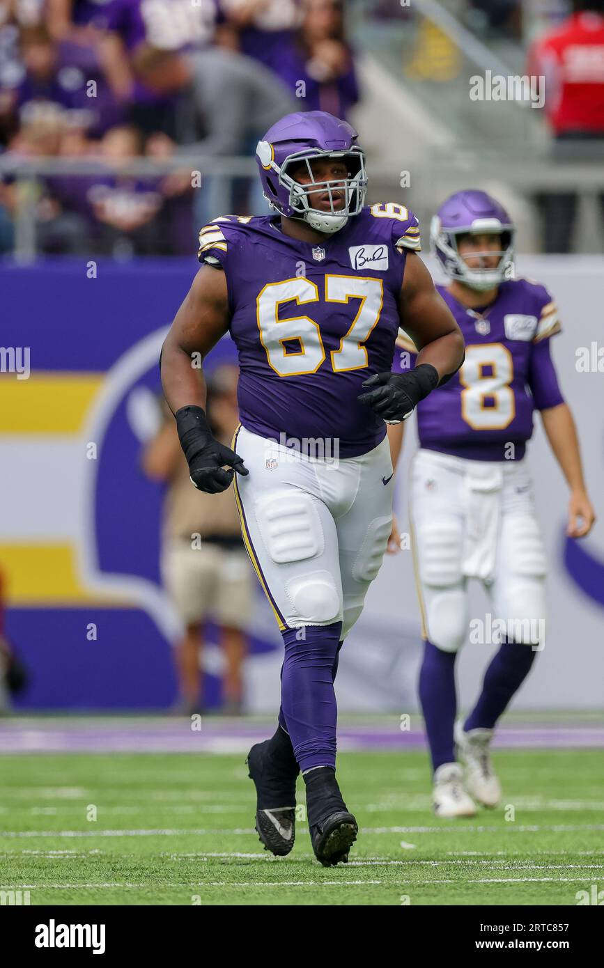 Minnesota Vikings guard Ed Ingram (67) in action during an NFL football ...