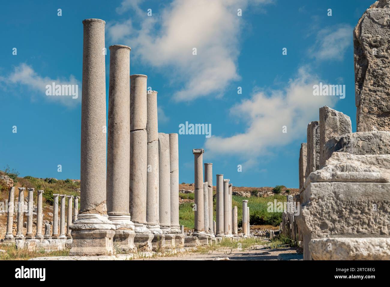 Ancient city of Perge in Antalya, Turkey. Historical ruins in the ...