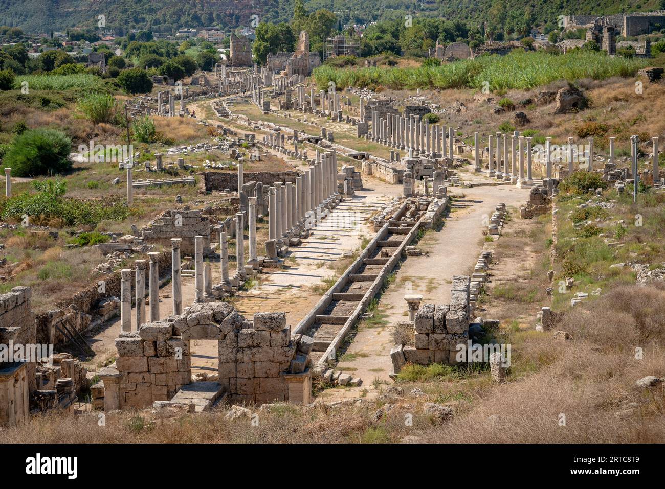 Ancient city of Perge in Antalya, Turkey. Historical ruins in the ...