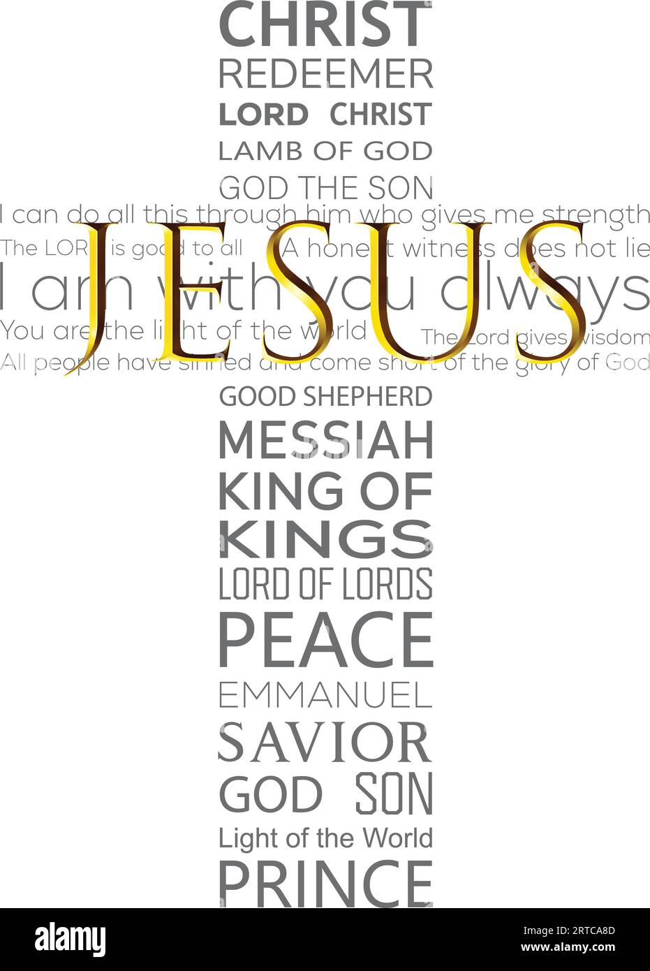 Word Cloud of Jesus Christ Christian Keywords in Cross Shape with the ...